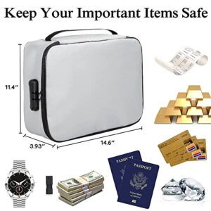 Upusa Fireproof Document Box,Fireproof Document Bag with Lock,3-Layer Important Document Organizer,Fire Proof/Waterproof Safe Bag for Money,Paperwork and Laptop,Travel Home Document Organizer