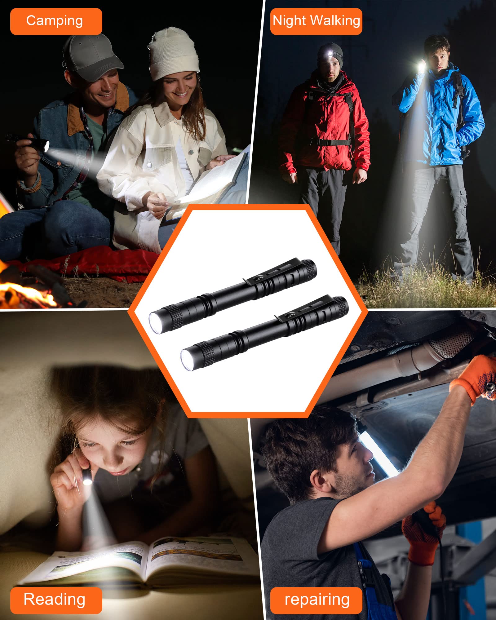 Vinsot 20 Pcs LED Pocket Flashlight Mini Small Handheld Pen Light Bulk Flashlight Tactical Torch with Clip LED Pen Pocket Light for Police Camping Outdoor Inspection Security (5.12 Inch)