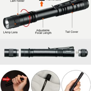 Vinsot 20 Pcs LED Pocket Flashlight Mini Small Handheld Pen Light Bulk Flashlight Tactical Torch with Clip LED Pen Pocket Light for Police Camping Outdoor Inspection Security (5.12 Inch)