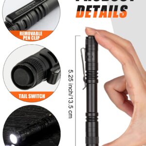 Vinsot 20 Pcs LED Pocket Flashlight Mini Small Handheld Pen Light Bulk Flashlight Tactical Torch with Clip LED Pen Pocket Light for Police Camping Outdoor Inspection Security (5.12 Inch)