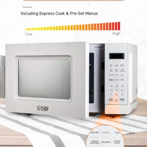 COMMERCIAL CHEF 0.7 Cu Ft Microwave with 10 Power Levels, 700W Microwave with Digital Display, Countertop Microwave with Child Safety Door Lock, Programmable with Push Button, White