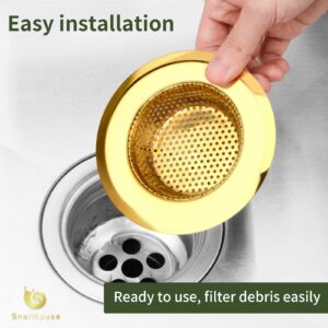 Snailhouse Kitchen Sink Strainers, 2 Pack Stainless Steel Mesh Sink Drain Basket Food Catcher, Large Wide Rim of 4.5 Inches Diameter, Gold