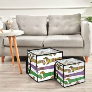 Cartoon Dachshund Dogs Storage Bin Collapsible Toy Storage Basket Cube Laundry Basket Waterproof Nursery Hamper with Handles for Kids Boys Kids Toys Shelf Laundry Girls Home Decor