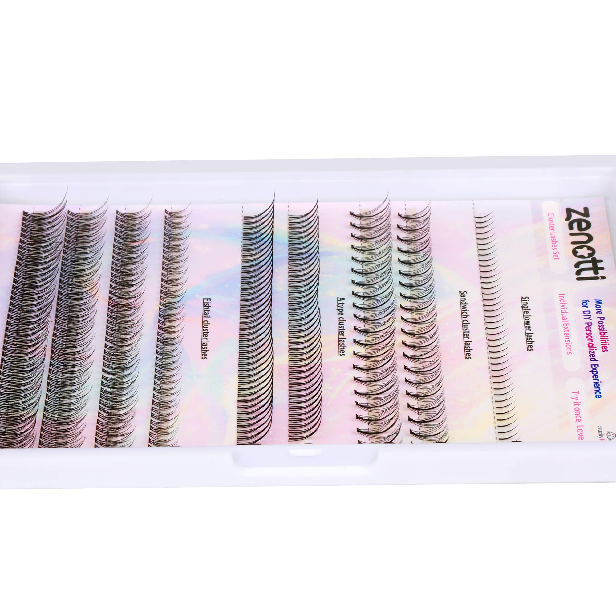 Individual Lashes Manga Lashes Individual Cluster Lashes 320pcs Mixed Pack, DIY Eyelash Extensions 5-16mm Mixed Length zenotti False Eyelashes Natural Look Reusable Super Thin Band C Curl Lower Bottom Lash Fairy Style A Shape Fish Tail Mixed Lash Clusters