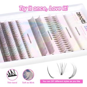 Individual Lashes Manga Lashes Individual Cluster Lashes 320pcs Mixed Pack, DIY Eyelash Extensions 5-16mm Mixed Length zenotti False Eyelashes Natural Look Reusable Super Thin Band C Curl Lower Bottom Lash Fairy Style A Shape Fish Tail Mixed Lash Clusters