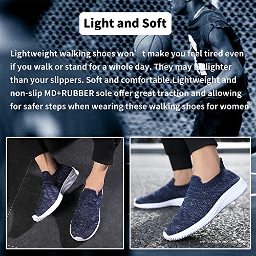 GENMAI SOEASY Women’s Walking Shoes Sneakers Daily Shoes Slip-on Lightweight Comfortable Breathable Blue