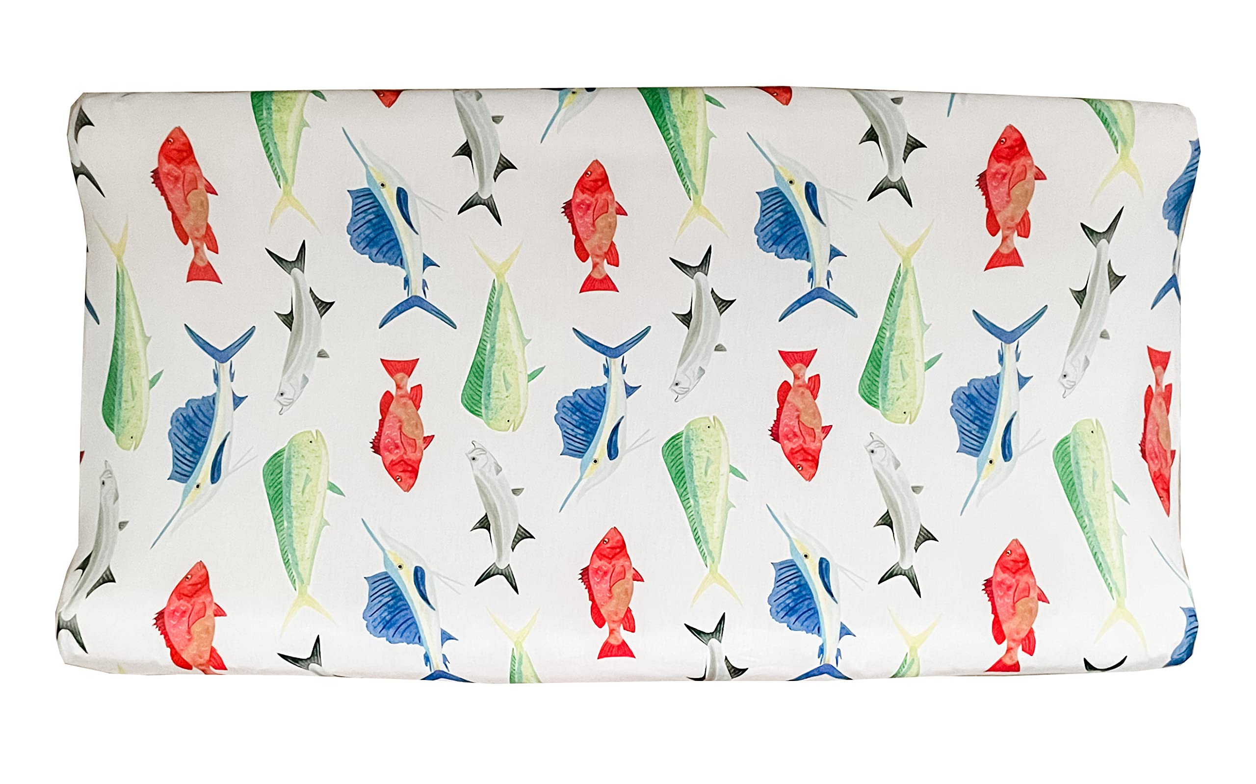 Fish Fitted Changing Pad Cover, Made from Viscose from Bamboo and Spandex Material, Fits Standard Changing Pad, by Florida Kid Co.