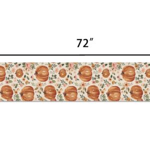 Sambosk Fall Pumpkin Table Runner, Autumn Thanksgiving Floral Table Runners for Kitchen Dining Coffee or Indoor and Outdoor Home Parties Decor 13 x 72 Inches SK095