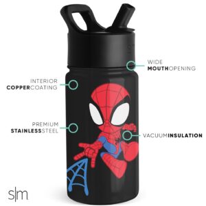 Simple Modern Spiderman Kids Water Bottle with Straw Lid | Marvel Insulated Stainless Steel Reusable Tumbler Gifts for School, Toddlers, Boys | Summit Collection | 14oz, Spidey Kid