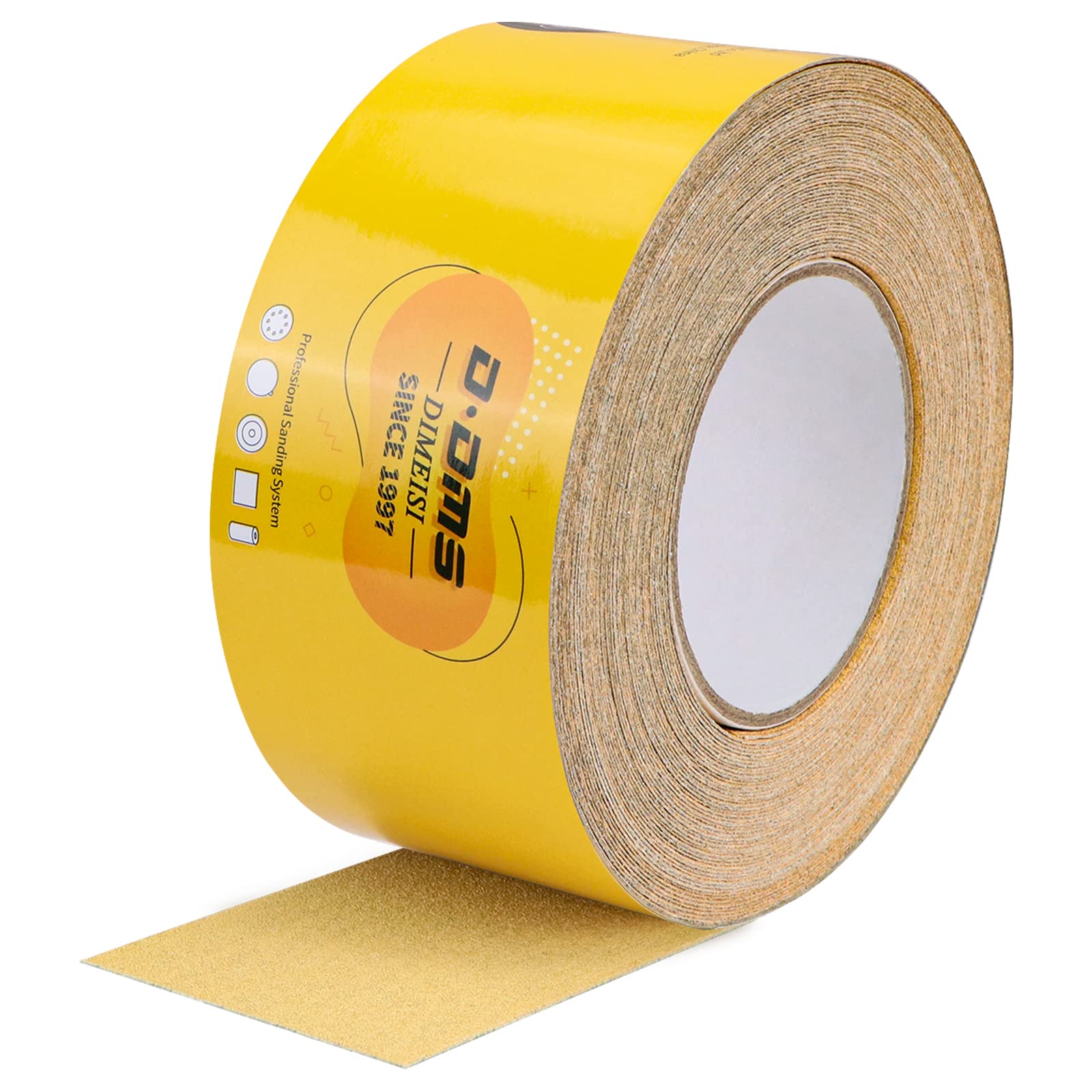 362X - 20 Yard Sandpaper 80 Grit 2-3/4" Wide Long Continuous Roll, Gold PSA Longboard Sand Paper, Self Adhesive Stickyback Sandpaper for Woodworking and Automotive - D DMS DIMEISI