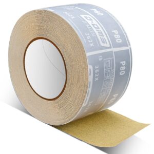 362X - 20 Yard Sandpaper 80 Grit 2-3/4" Wide Long Continuous Roll, Gold PSA Longboard Sand Paper, Self Adhesive Stickyback Sandpaper for Woodworking and Automotive - D DMS DIMEISI