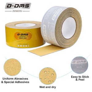 362X - 20 Yard Sandpaper 80 Grit 2-3/4" Wide Long Continuous Roll, Gold PSA Longboard Sand Paper, Self Adhesive Stickyback Sandpaper for Woodworking and Automotive - D DMS DIMEISI