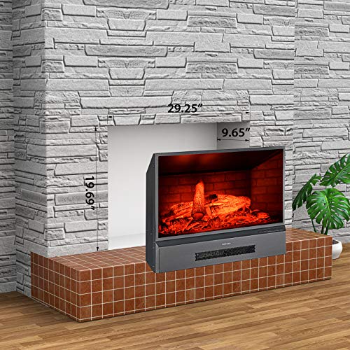 GMHome Electric Fireplace Insert Free Standing Fireplace Heater, with Remote Control, with Fire Crackling Sound, 750/1500W, Black -32 Inches