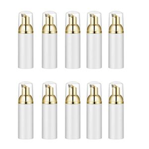 fkjlun soap dispenser pump 10pcs 30ml plastic foaming bottle soap mousses liquid dispenser,froth shampoo lotion bottling foam bottles hand lotion bottle (color : white+gold)