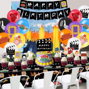 Friends Birthday Party Supplies, Party Decorations Set Include Banner, Tablecloth, Balloons, Cake Cupcake Toppers for TV Show Fans Party Decor