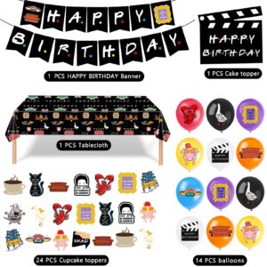 Friends Birthday Party Supplies, Party Decorations Set Include Banner, Tablecloth, Balloons, Cake Cupcake Toppers for TV Show Fans Party Decor