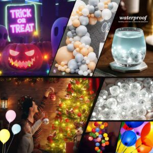 Aogist 100pcs White Balloon Light with Loop for Hanging,Easter Egg Lights Mini Ball Lights Led Drinks Lights Mini Round Tiny Light for Paper Lanterns Vases Birthday Party Event Wedding Decoration