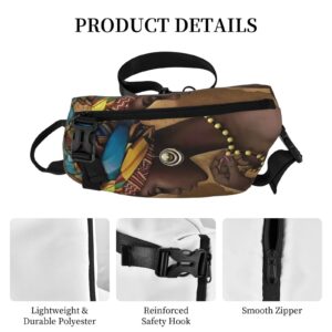 Ykklima Afro African American Woman Pattern Sling Backpack Rope Crossbody Shoulder Bag for Men Women Travel Hiking Outdoor Daypack