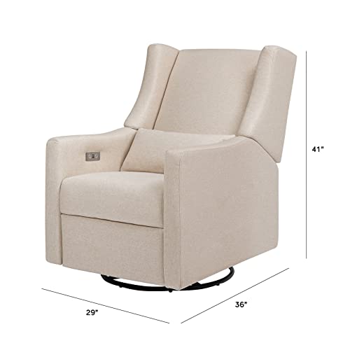 Babyletto Kiwi Electronic Power Recliner and Swivel Glider with USB Port in Performance Beach Eco-Weave, Water Repellent & Stain Resistant, Greenguard Gold and CertiPUR-US Certified