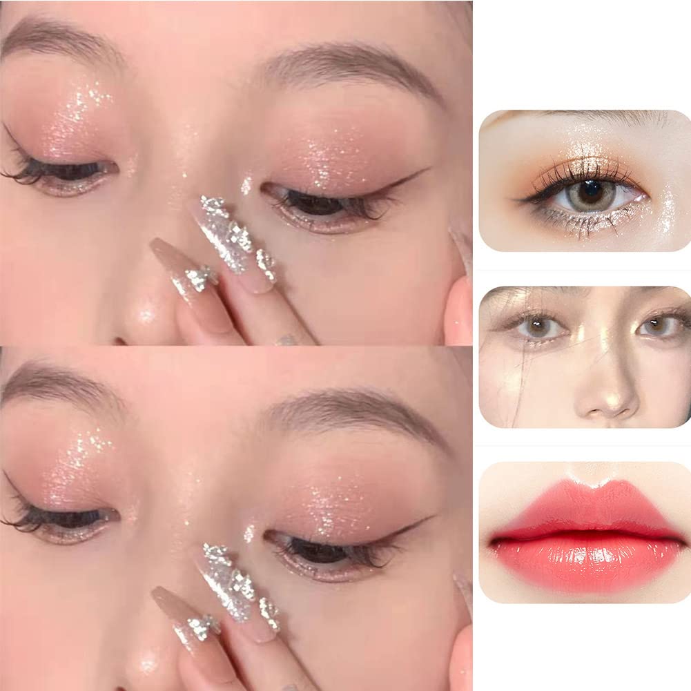 Liquid Glitter Eyeliner Lying Silkworm Pen, Diamond Glitter Eyeshadow Liner Pencil, Body Face Glitter Highlighter Long lasting Waterproof Quick-dry Matte Pink Silkworm Champagne Gold Eyeliner Pen