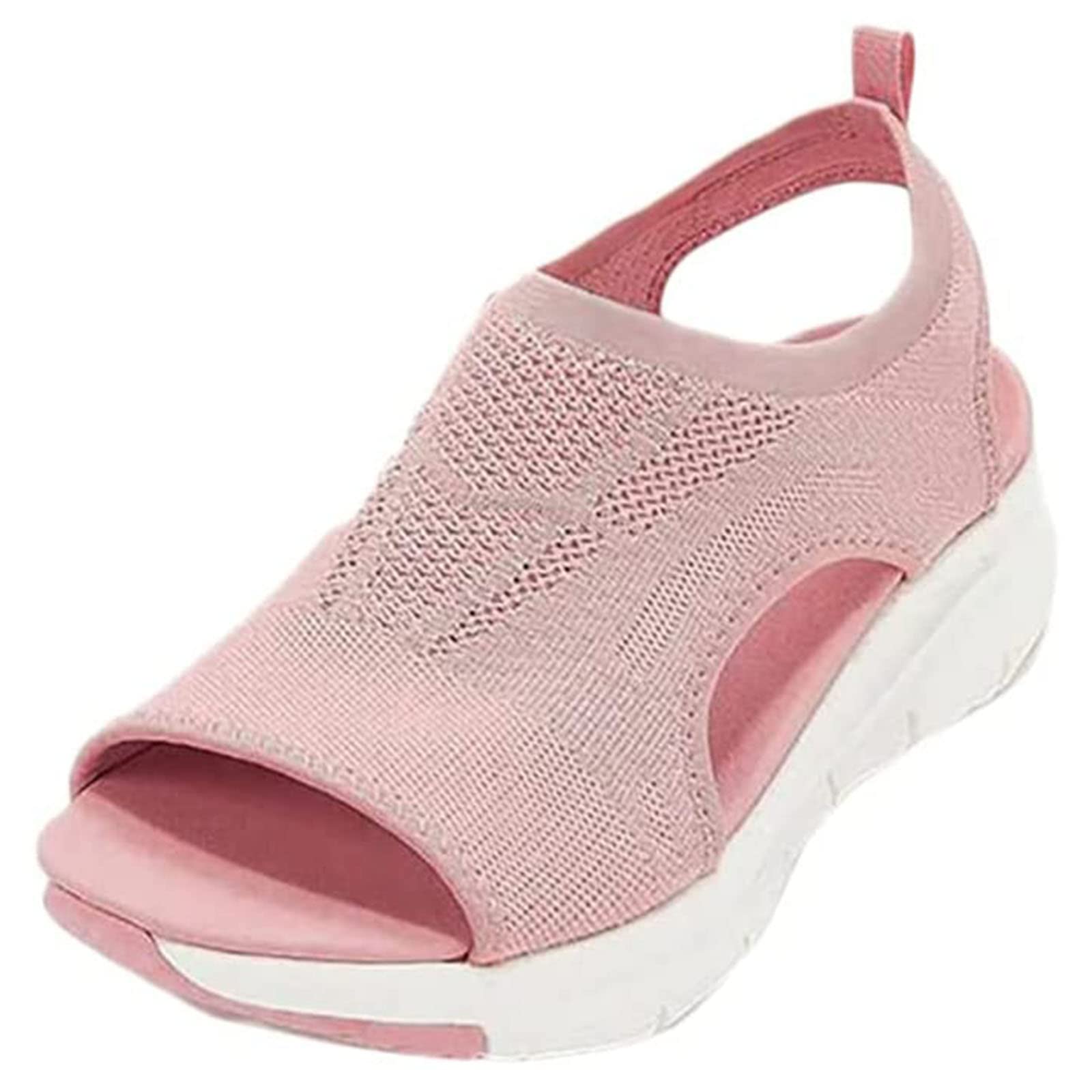 Sandals Women's Summer Wedge Heel Sandals Summer Sports Sandals Knitted Mesh Breathable Soft Sole Casual Open Toe Platform Walking Shoes,2,7