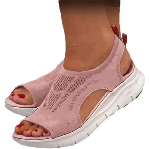 Sandals Women's Summer Wedge Heel Sandals Summer Sports Sandals Knitted Mesh Breathable Soft Sole Casual Open Toe Platform Walking Shoes,2,7