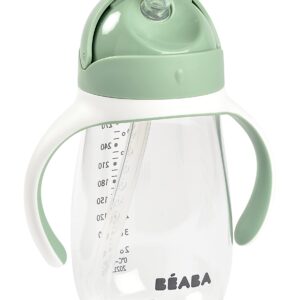 BEABA Straw Sippy Cup, Sippy Cup with Removable Handles, Sippy Cup with Straw, Baby Straw Cup, Toddler Cup, Toddler Straw Cups, 8+ Months, 10 oz, Sage