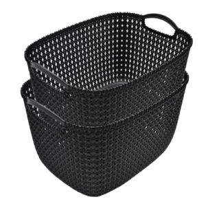 IPP Pack of 2 black organizing baskets