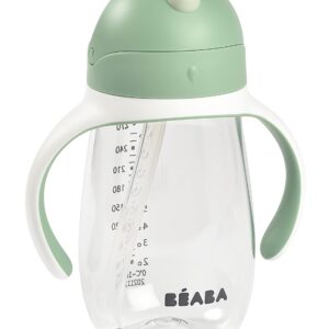 BEABA Straw Sippy Cup, Sippy Cup with Removable Handles, Sippy Cup with Straw, Baby Straw Cup, Toddler Cup, Toddler Straw Cups, 8+ Months, 10 oz, Sage