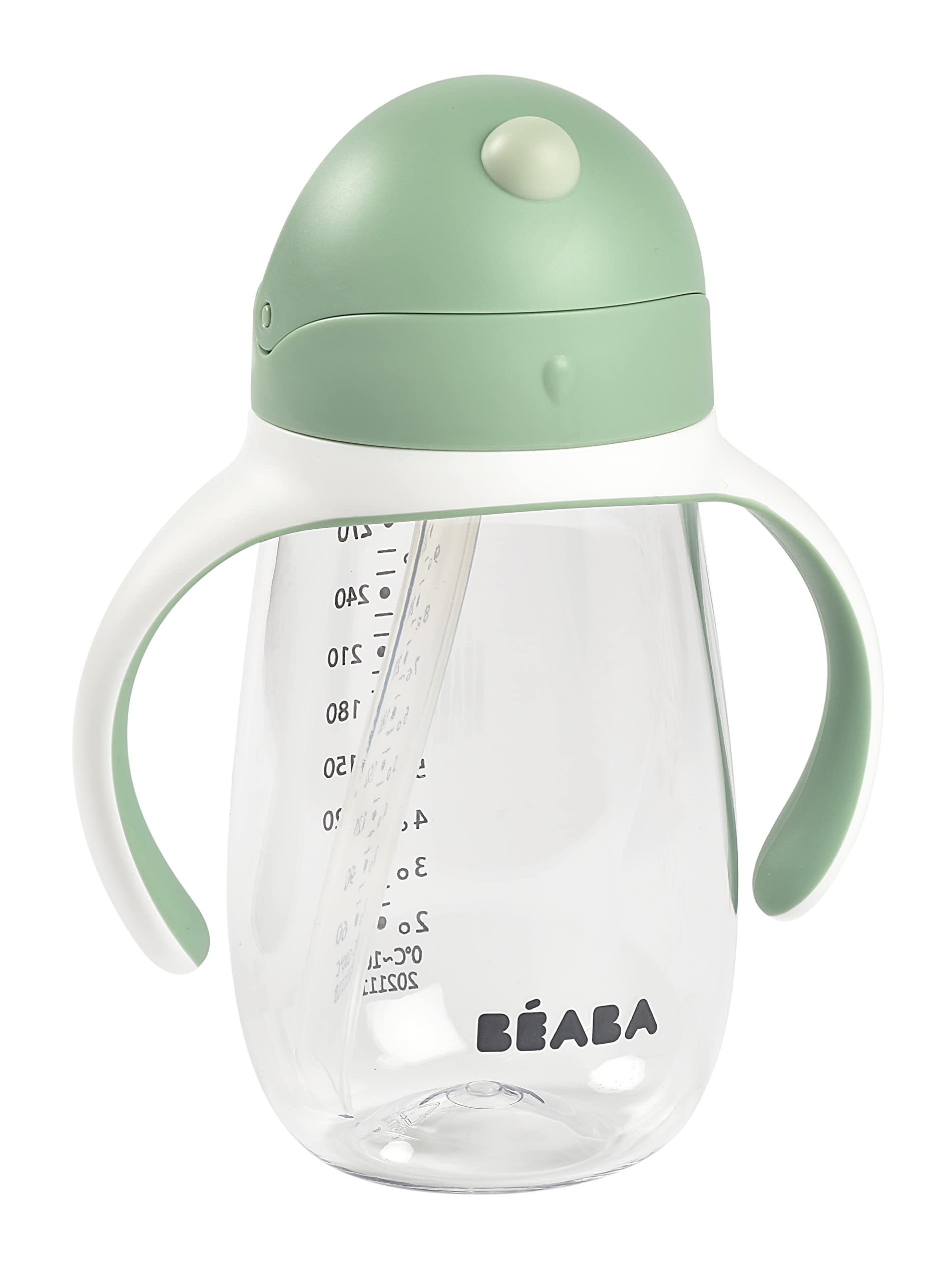 BEABA Straw Sippy Cup, Sippy Cup with Removable Handles, Sippy Cup with Straw, Baby Straw Cup, Toddler Cup, Toddler Straw Cups, 8+ Months, 10 oz, Sage