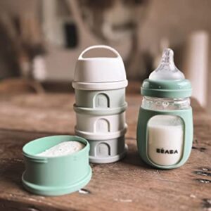 BEABA 2-in-1 Glass Baby Bottle to Glass Training Sippy Cup, Learning Cup, Baby Bottle with Soft Silicone Nipple and Sippy Spout, Baby, Toddler 7 oz (Sage)