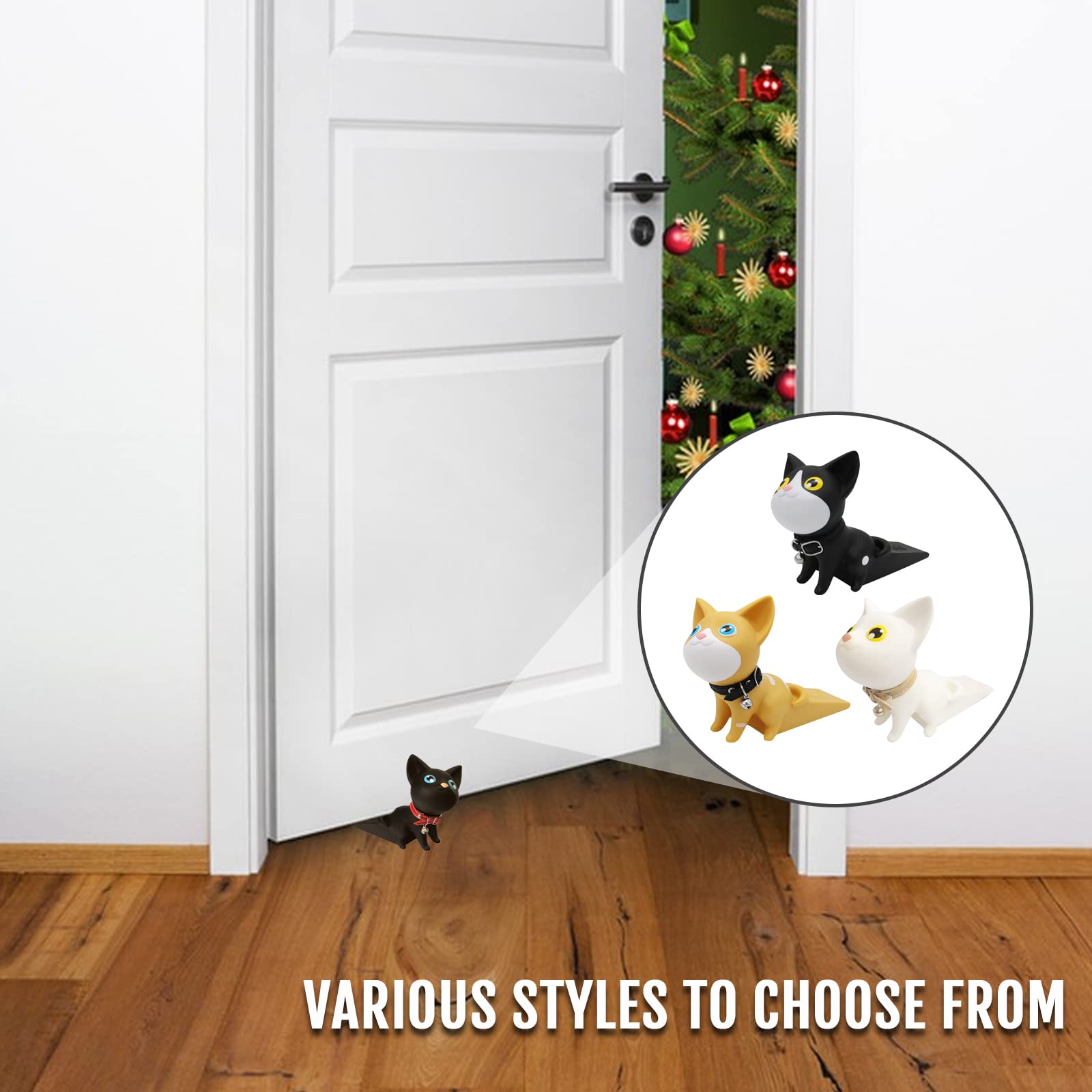 Cute Cat Door Stopper - Creative Door Wedge Soft Durable Decorative Door Stop Anti-Skid Base Non Scratching Suitable for Placement Against Any Doors