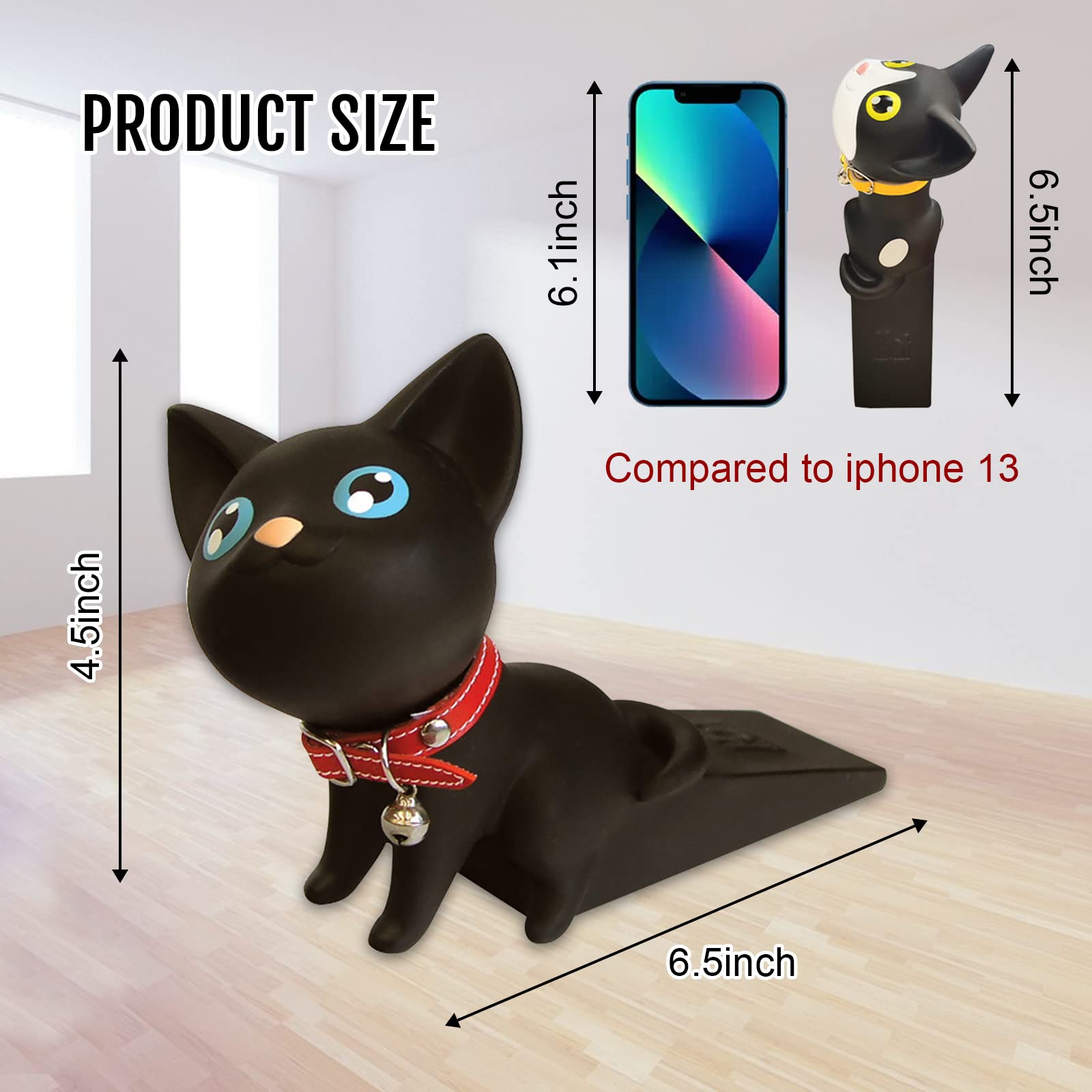 Cute Cat Door Stopper - Creative Door Wedge Soft Durable Decorative Door Stop Anti-Skid Base Non Scratching Suitable for Placement Against Any Doors