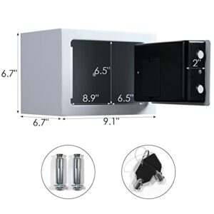 TENAMIC Safe Box 0.23 Cubic Feet Electronic Digital Security Keypad Lock Box, Cabinet Mini Safe Suitable for Office Hotel Home Safe, White