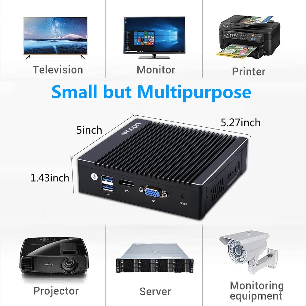 VNOPN Micro Firewall Appliance Intel J4125 Quad Core, 4 Intel 2.5GbE i225 LAN Ports Fanless Mini Computer 8GB RAM DDR4 128GB mSATA SSD, Network Gateway Soft Router PC, Support AES NI