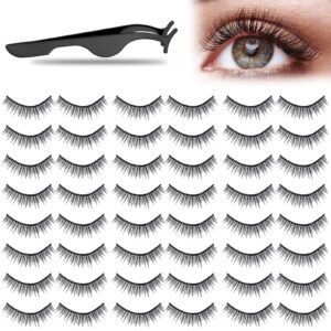 nuogo 24 pairs reusable self adhesive eyelashes no glue needed false eyelashes natural look easy to apply eye lashes with fake eyelash extension applicator tool (natural style,10 x 7 x 7 mm)