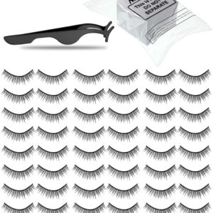 Nuogo 24 Pairs Reusable Self Adhesive Eyelashes No Glue Needed False Eyelashes Natural Look Easy to Apply Eye Lashes with Fake Eyelash Extension Applicator Tool (Natural Style,10 x 7 x 7 mm)