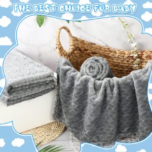 Chumia 4 Pcs Baby Blanket Flannel, Cozy Throw Fuzzy Blanket for Newborn Sherpa Blanket Crib(Light Gray, 24 x 32 Inch)