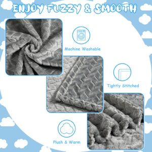 Chumia 4 Pcs Baby Blanket Flannel, Cozy Throw Fuzzy Blanket for Newborn Sherpa Blanket Crib(Light Gray, 24 x 32 Inch)