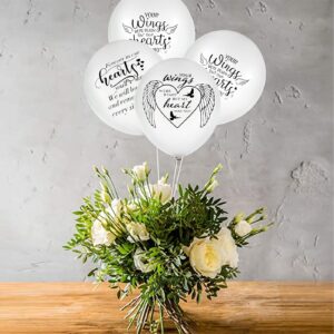 Chenkaiyang 60 Pcs Memorial Balloons White Funeral Balloons White Latex Balloons 12 in with 3 Roll White Balloon Ribbon for Funeral Decoration(Wing)