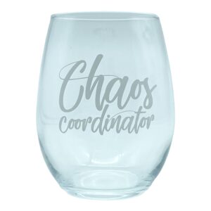 Crazy Dog T-Shirts Chaos Coordinator Wine Glass Funny Sarcastic Mess Leader Novelty Cup-15 oz Funny Wine Glass Funny Sarcastic Novelty Wine Glass White Standard