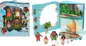 mattel disney princess moana small doll story pack with 1 moana doll, 5 character figures and 1 accessory from the movie