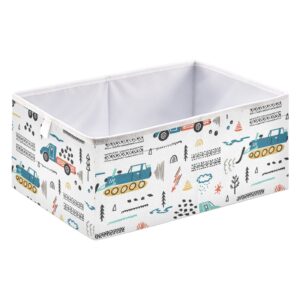 DOMIKING Toy Cars Construction Trucks Storage Baskets for Shelves Foldable Collapsible Storage Box Bins with Fabric Bins Cube Toys Organizers for Pantry Bathroom Baby Cloth Nursery,11 x 11inch