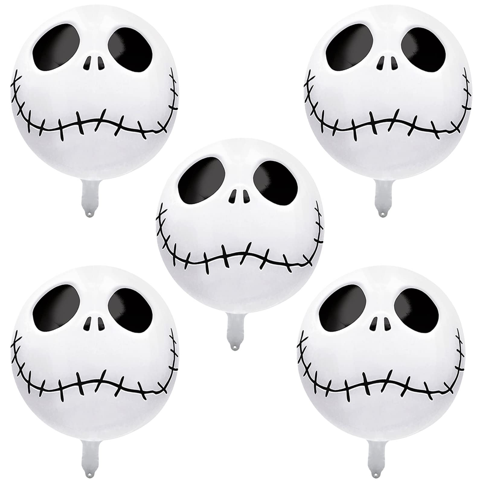 10Pcs Halloween Balloons Decorations Happy Halloween Party Foil Mylar Balloons Halloween Skull Balloons Black White Strip Balloons for Halloween Birthday Baby Shower Wedding Party Decor Supplies