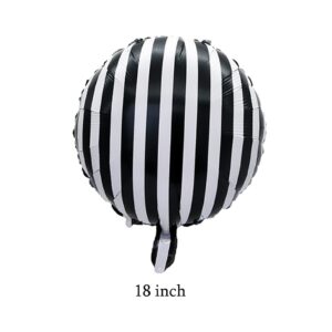 10Pcs Halloween Balloons Decorations Happy Halloween Party Foil Mylar Balloons Halloween Skull Balloons Black White Strip Balloons for Halloween Birthday Baby Shower Wedding Party Decor Supplies