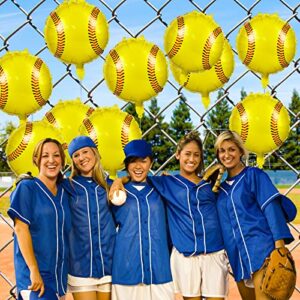 10 Pieces Softball Balloons Decorations,18 inches Softball Foil Balloons for Sports Themed Birthday Party Supplies Softball Balloons for Girls Kids Teens Birthday Baby Shower Party Decoration