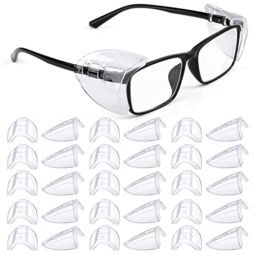 15 Pairs Eye Glasses Side Shields, Flexible Slip on Side Shields for Safety Glasses Fits Small to Medium Eyeglasses