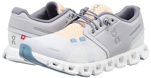 ON Women's Cloud 5 Push Sneakers, Glacier/Undyed White, 6