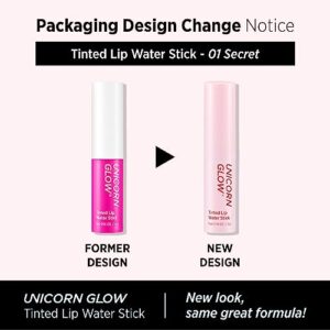 Unicorn Glow Tinted Lip Water Stick 01 Secret - Super Stay Ink Lip tint lip stain lipstick | high pigment color, longwear, weightless, moisturizing cruelty free, long lasting lip tint waterproof lipstick, non sticky lip