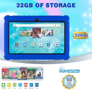 Contixo V8 7” Kids Tablet, 2GB RAM, 32GB Storage, Android 11 GO, Ultimate Learning Tablet for Children with 50+ Disney Storybooks, Kid Proof Protection Case, DkBlue